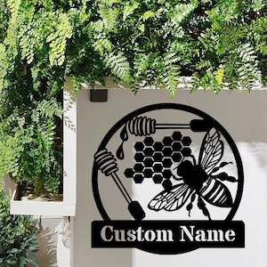 Custom Bee Metal Wall Art Honey Bee Metal Sign Honey Bee Sign Bee ...