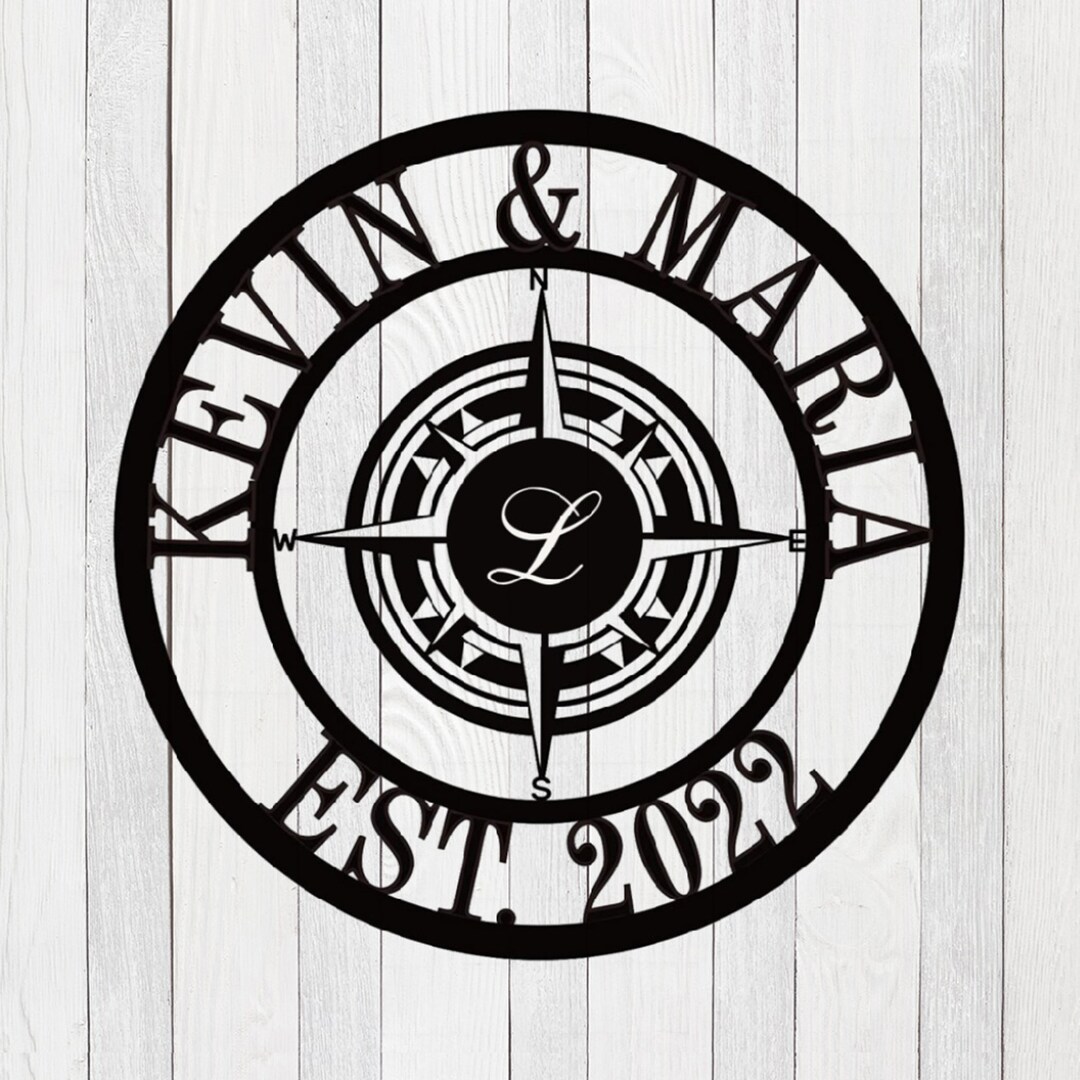 Personalized Compass Metal Sign, Compass Metal Wall Art, Metal Compass ...