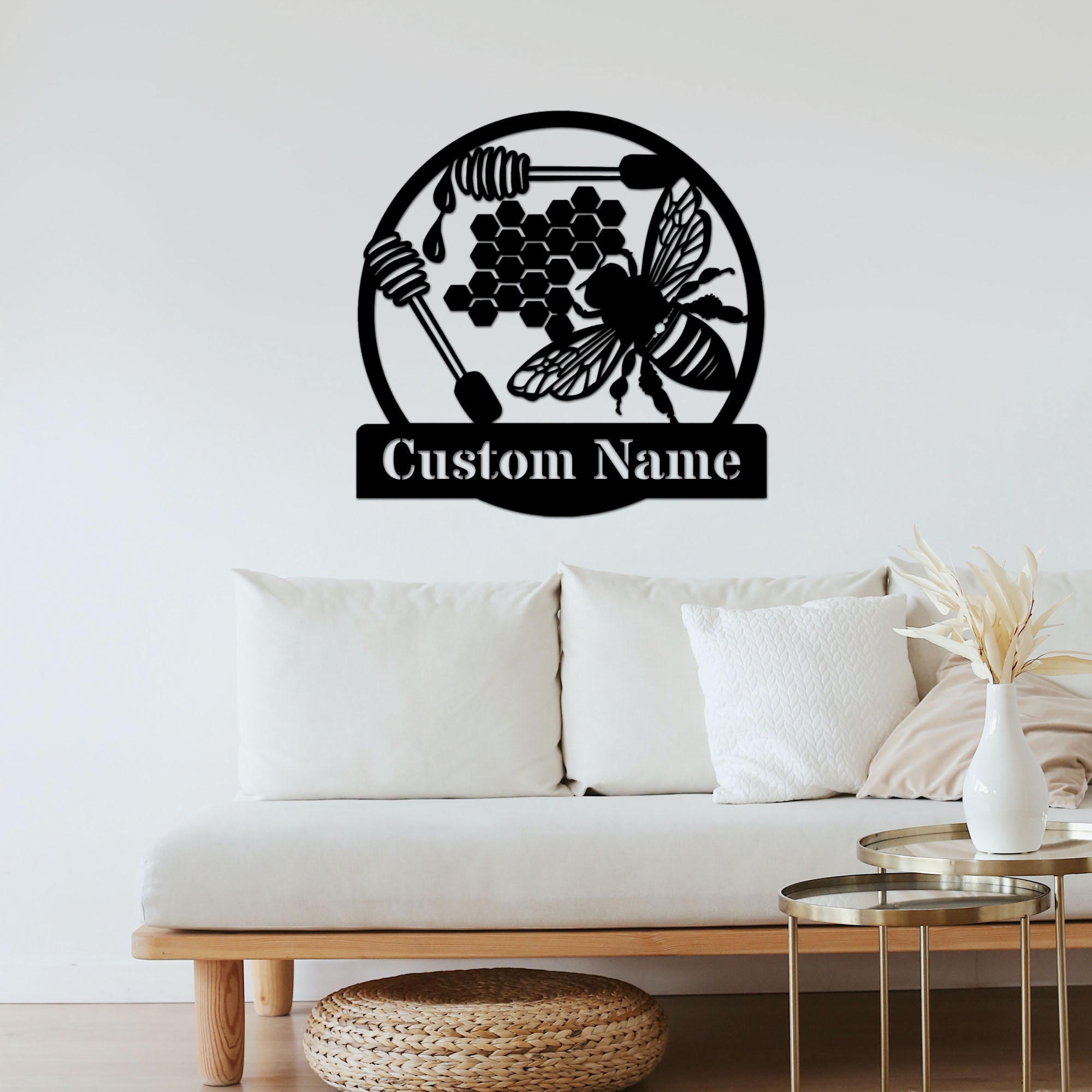 Custom Bee Metal Wall Art: Honeycomb Garden Sign - Etsy