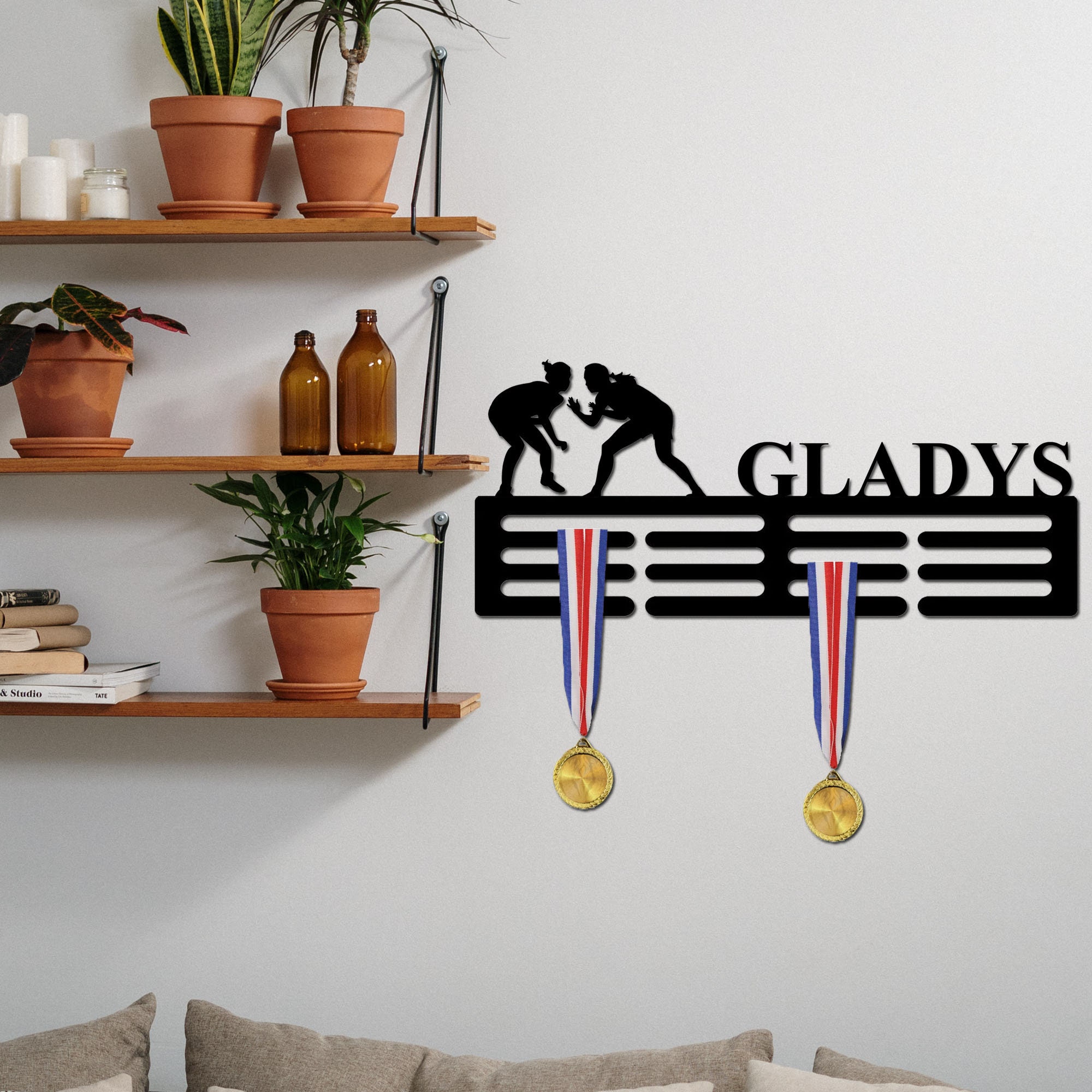 Custom Sumo Wrestling Medal Holder Metal Wrestling Medal Hanger Medal ...