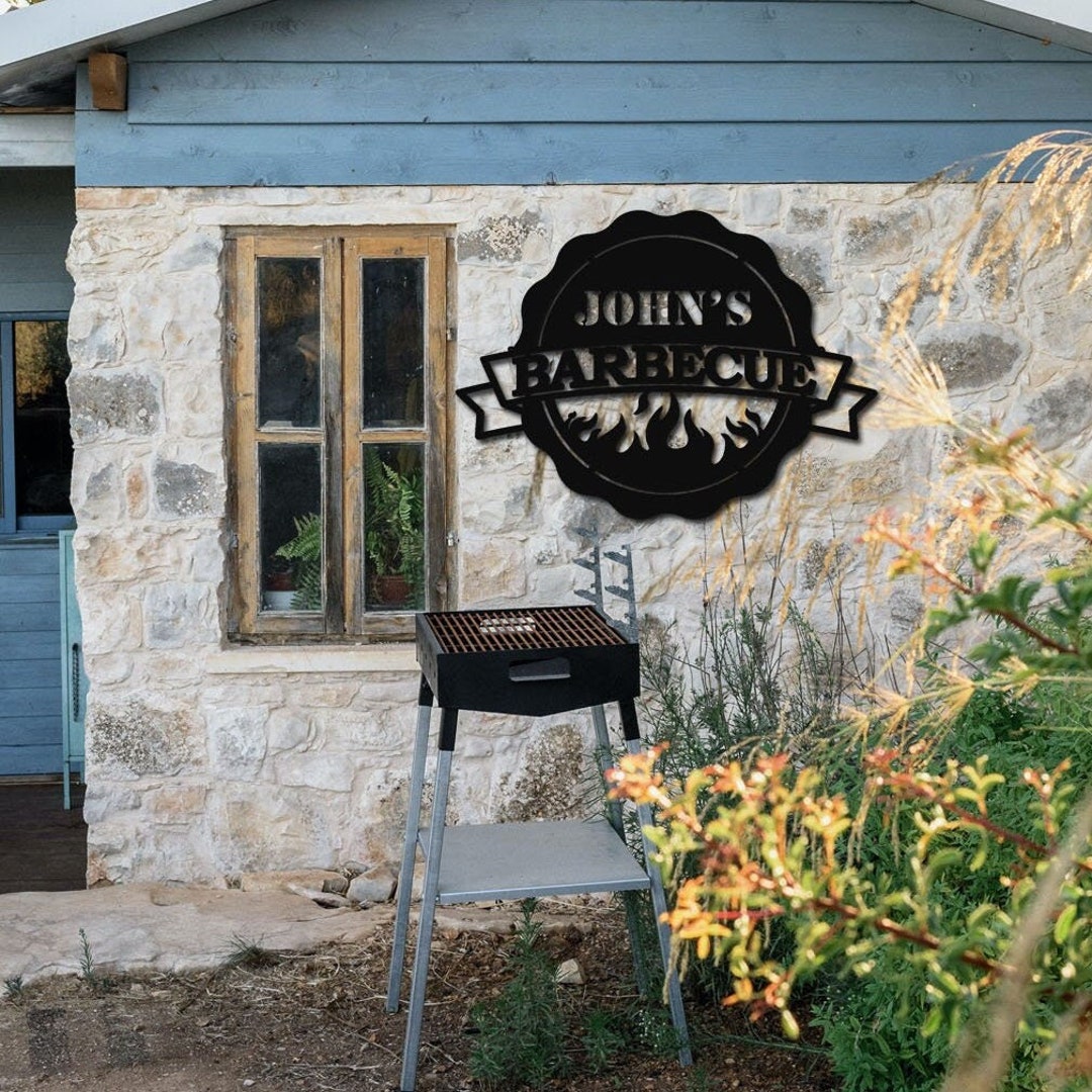 Custom BBQ Sign Barbecue Metal Sign Personalised Grill Sign Wall Art ...