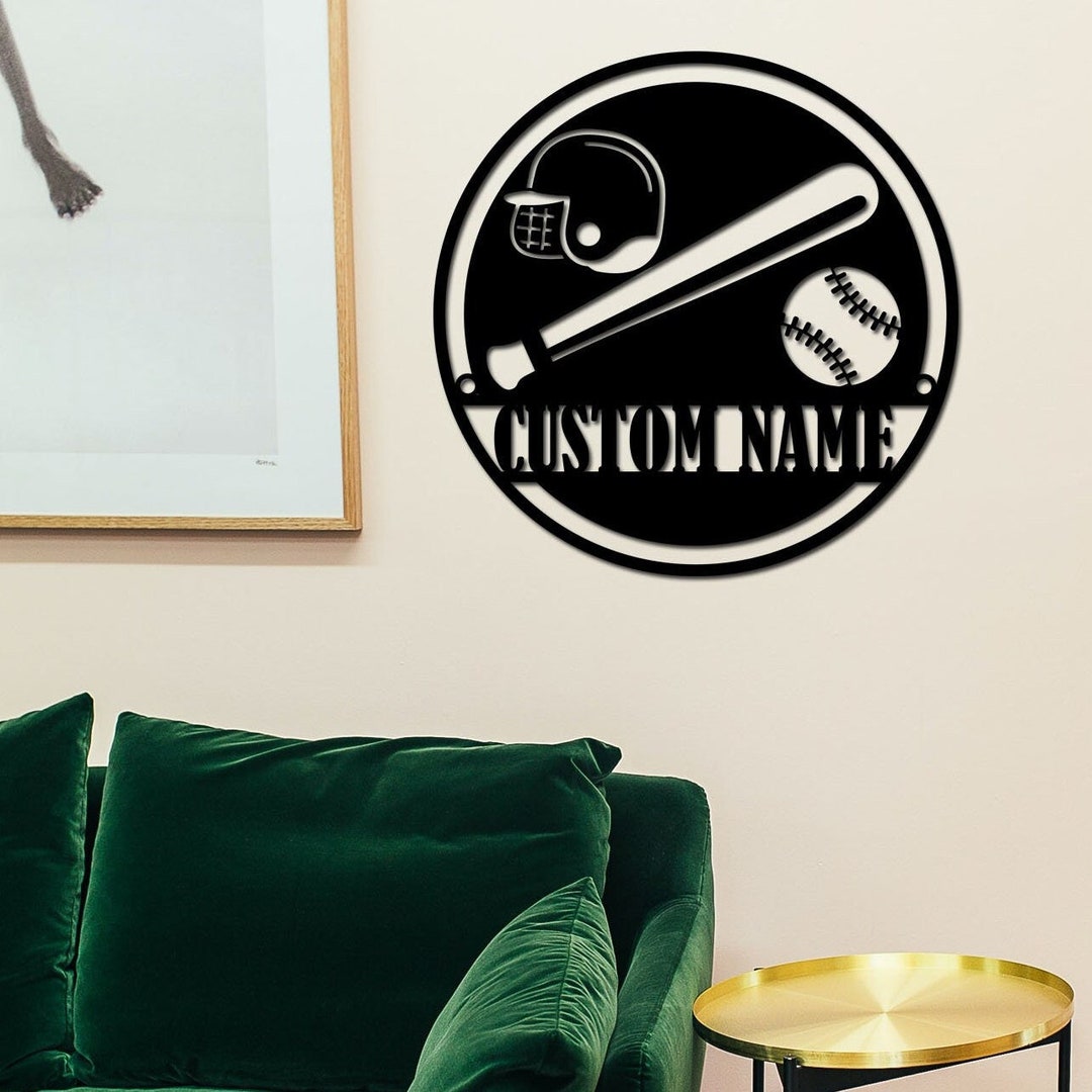 Personalized Baseball Sign With Lights Softball Metal Wall Art Custom ...