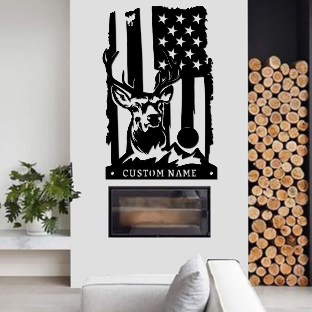 Personalized Cabin Wall Decor Deer Metal Wall Art Cabin Sign Deer ...