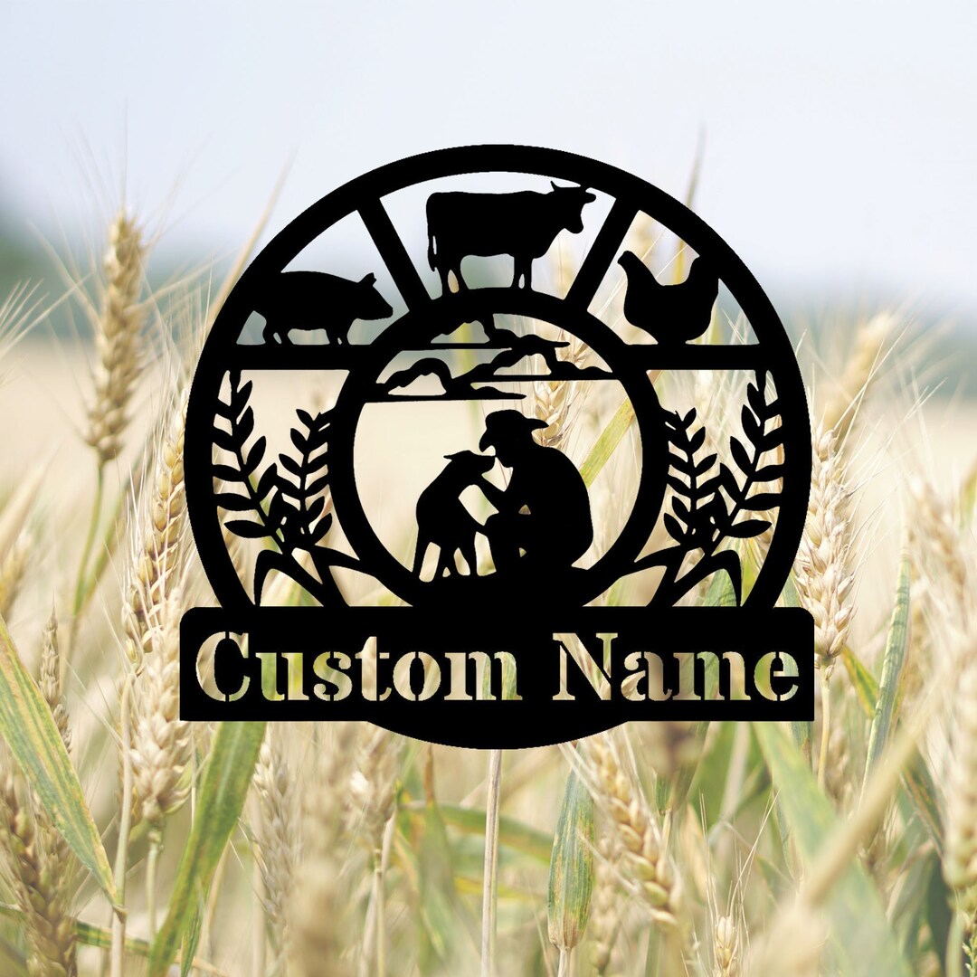 Custom Metal Farm Sign Pig Cow Chicken Sign Farmhouse Wall Decor Family ...