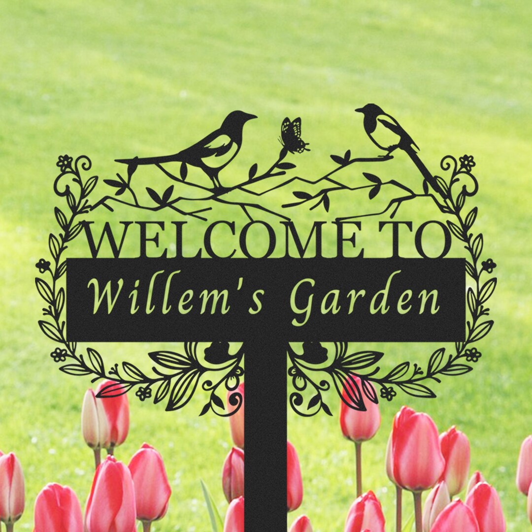 Personalized Garden Welcome Sign, Custom Metal Garden Stake ...