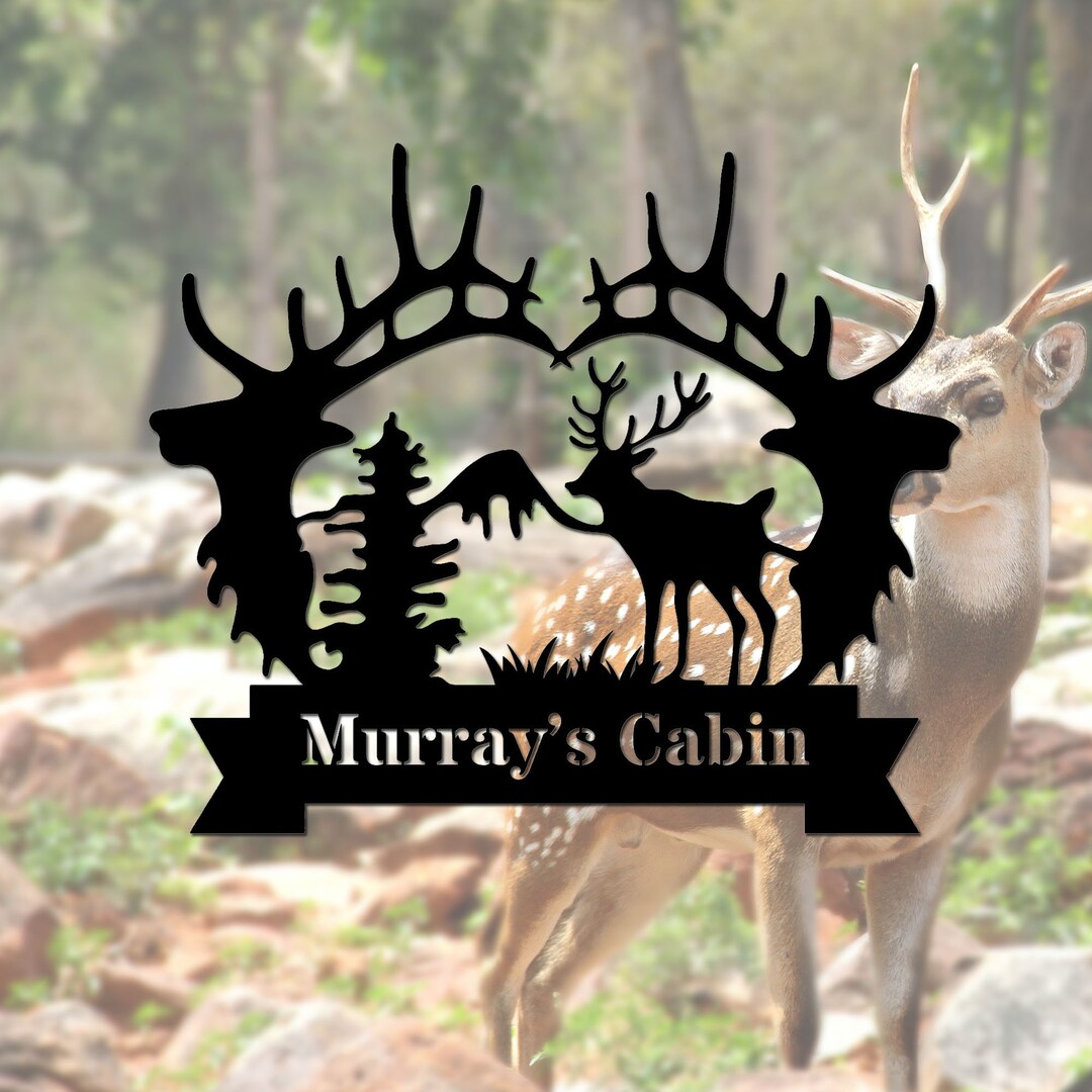 Personalized Deer Hunter Sign Deer Metal Sign Cabin Sign Outdoor Hunter ...
