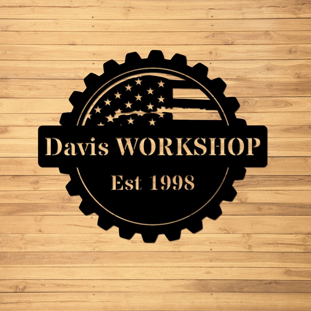 Custom Metal Garage Sign Custom American Flag Workshop Sign USA Flag ...