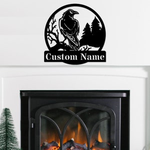 Custom Crow Metal Wall Art Black Crow Sign Crow Name Sign Raven Wall ...