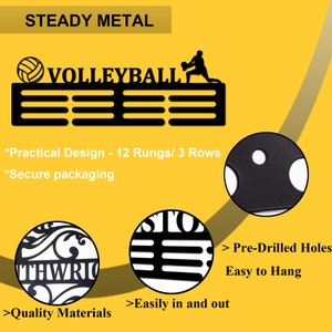 Volleyball Medal Hanger Custom Volleyball Medal Holder, 12 Rungs for ...