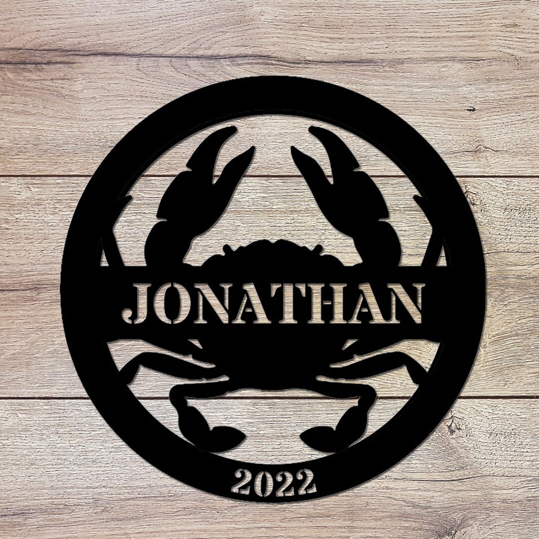 Custom Crab Metal Wall Art Crab Wall Decor Crab Family Name Sign Home ...