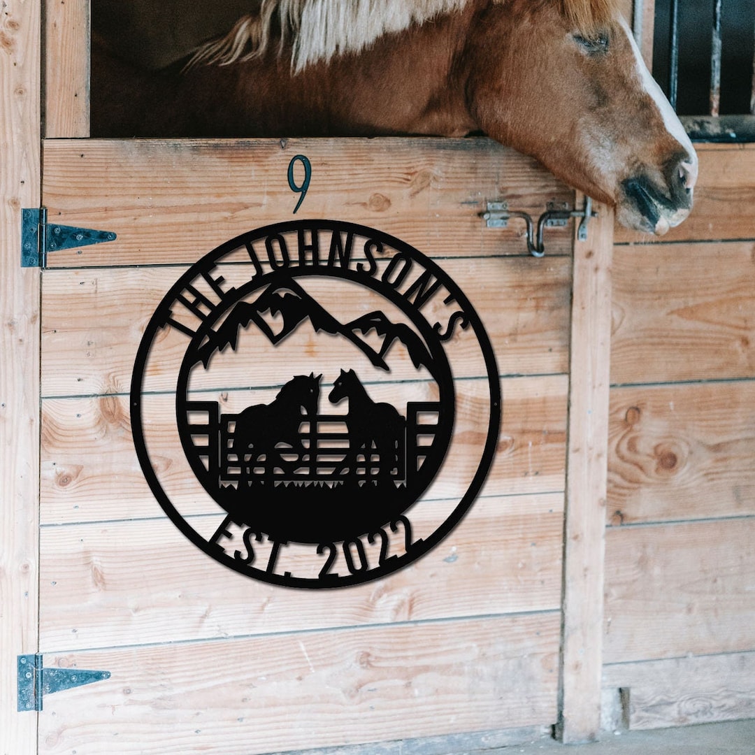 Custom Horse Farm Metal Sign Horse Barn Decor Metal Horse Ranch Sign ...