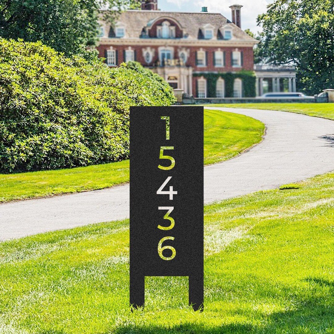 Personalized Metal House Number Yard Sign: Modern Home Address Sign ...