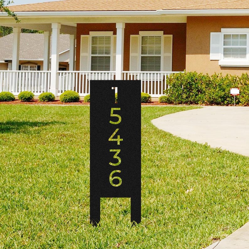 Personalized Metal House Number Yard Sign: Modern Home Address Sign ...