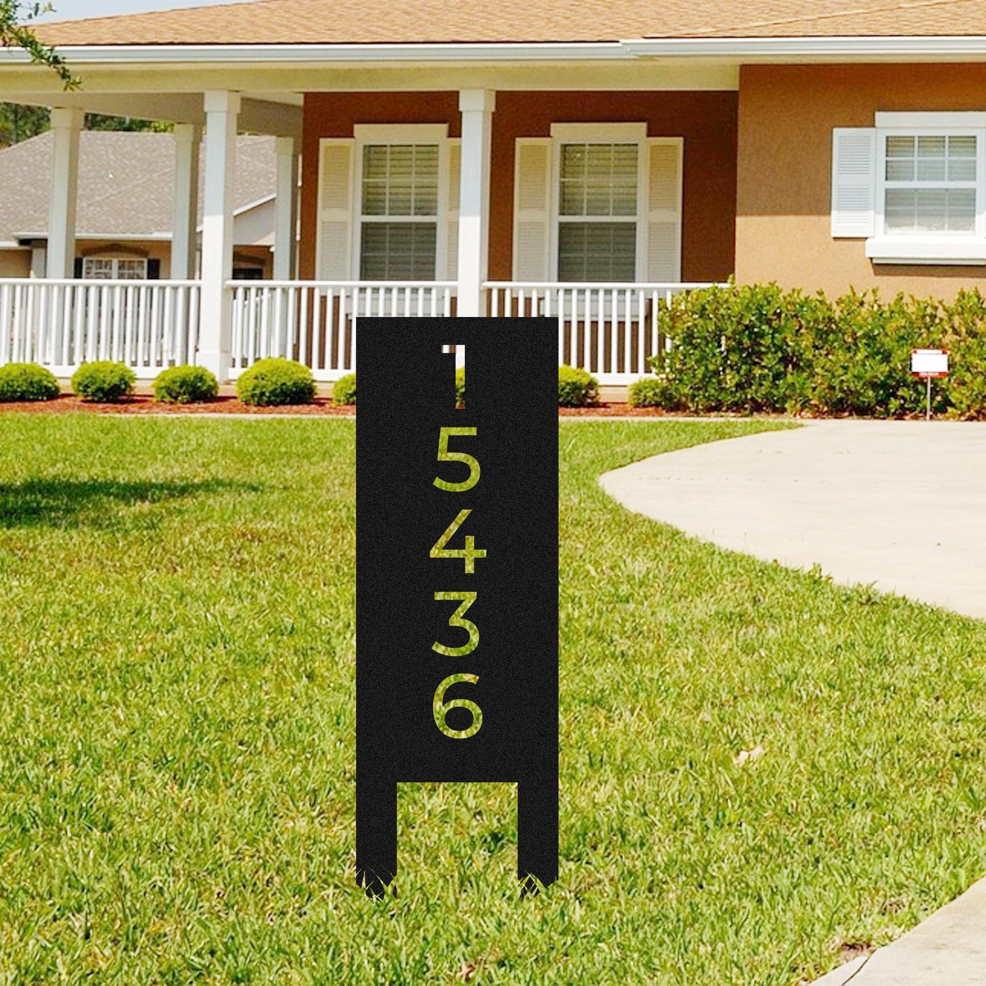 Personalized Metal House Number Yard Sign: Modern Home Address Sign ...