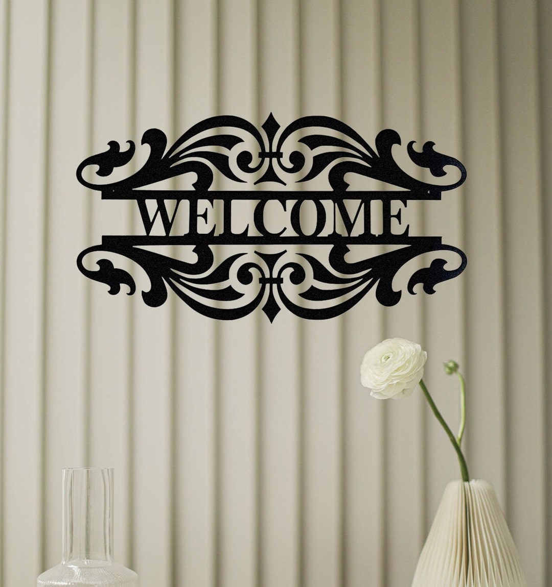 Custom Metal Sign Metal Monogram Welcome Sign Entryway Hanging Hallway ...
