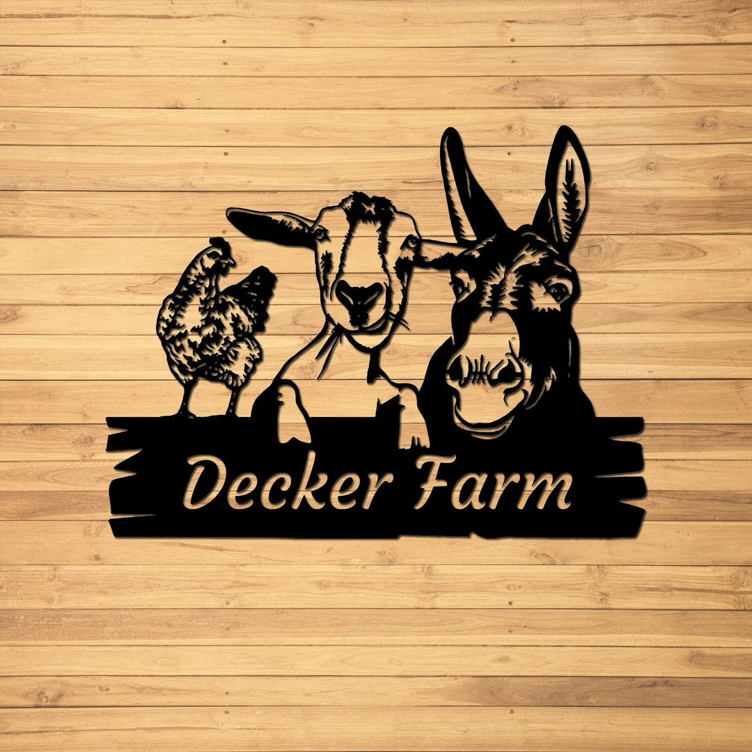 Personalized Metal Farm Signs Farm Sign Outdoor With Animals Metal Goat ...
