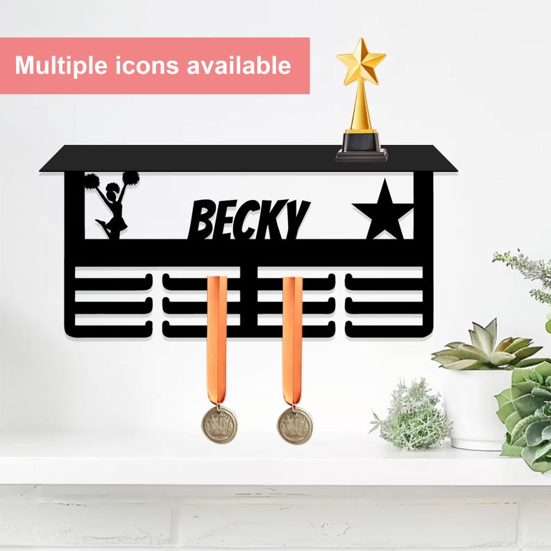 Personalized Medal Hanger Trophy Shelf, Custom Name, Images Medal ...