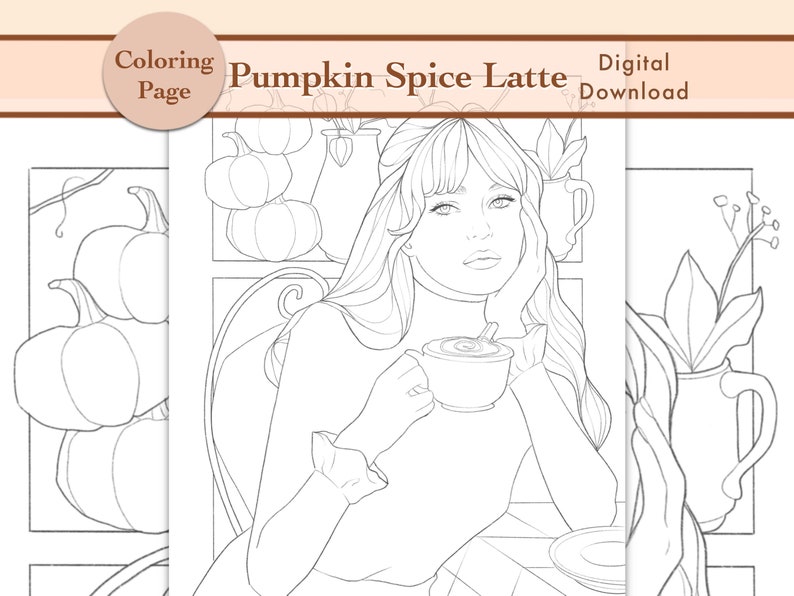 Pumpkin Spice Latte Printable Coloring Page Digital Download - Etsy