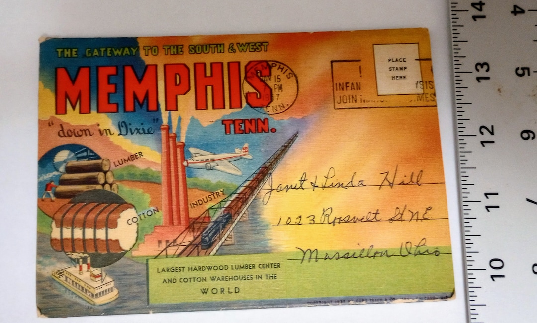 Vintage 1950s MEMPHIS TENN Postcard Folder Mailed 1957 Accordion Fold ...