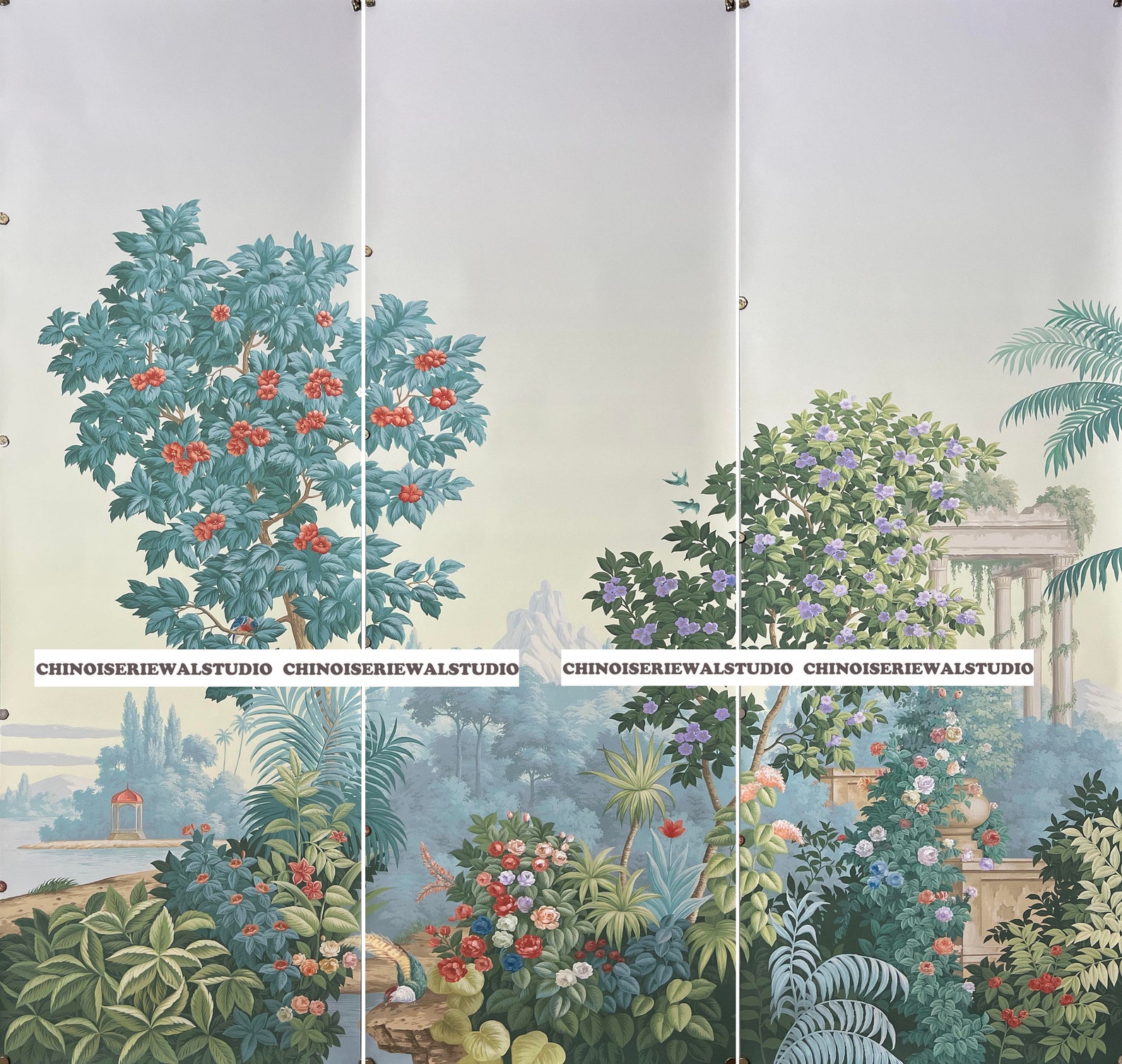 Panoramic Panels Panoramic Murals Handpainted Wallpaper on Scenic Paper ...