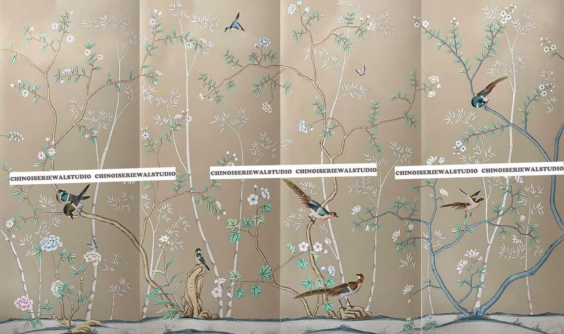 Chinoiserie Murals Chinoiserie Panels Hand Painted Wallpapers - Etsy