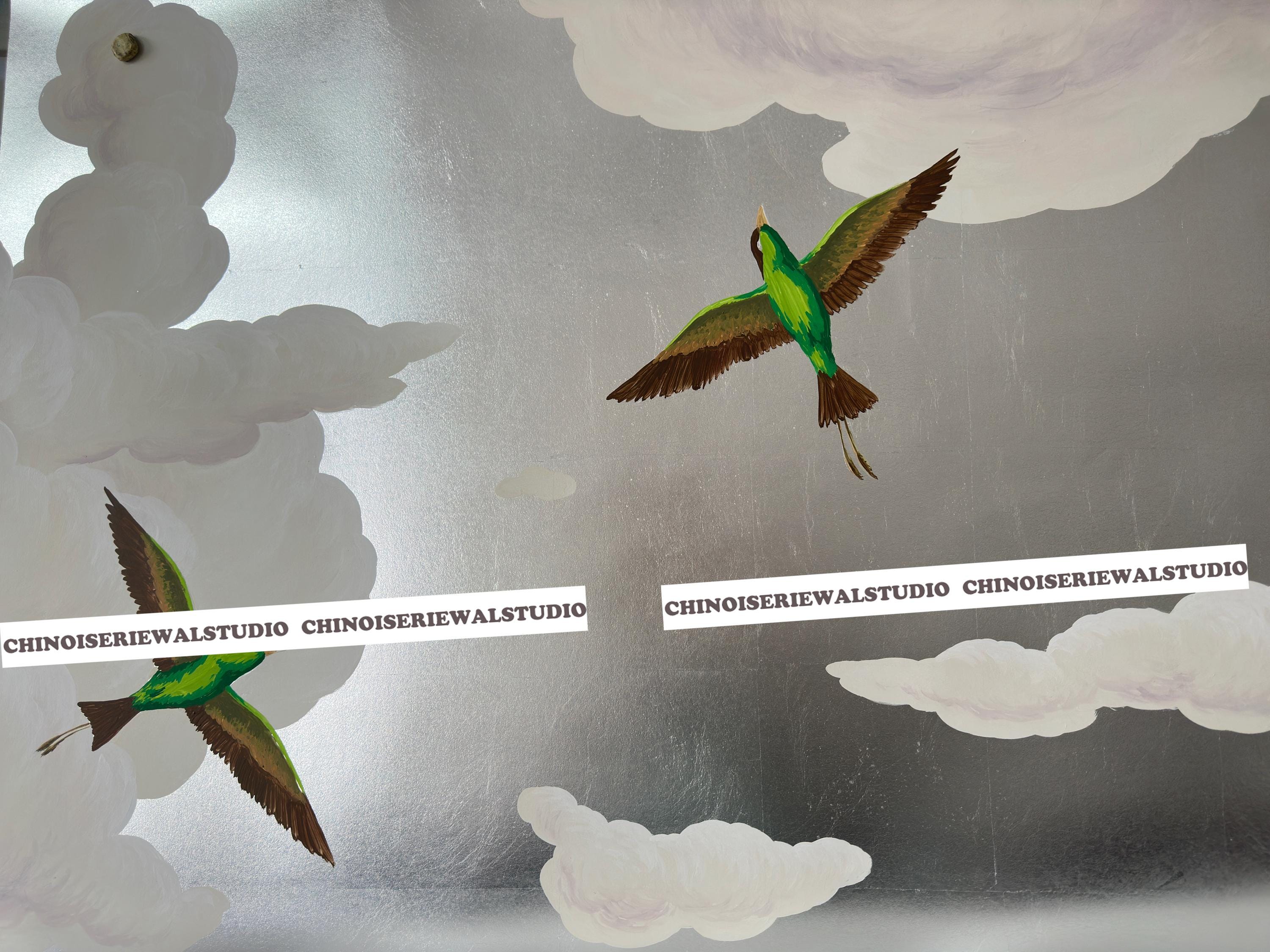 Birds Mural | Hand-painted Wallpaper for Ceiling - Etsy