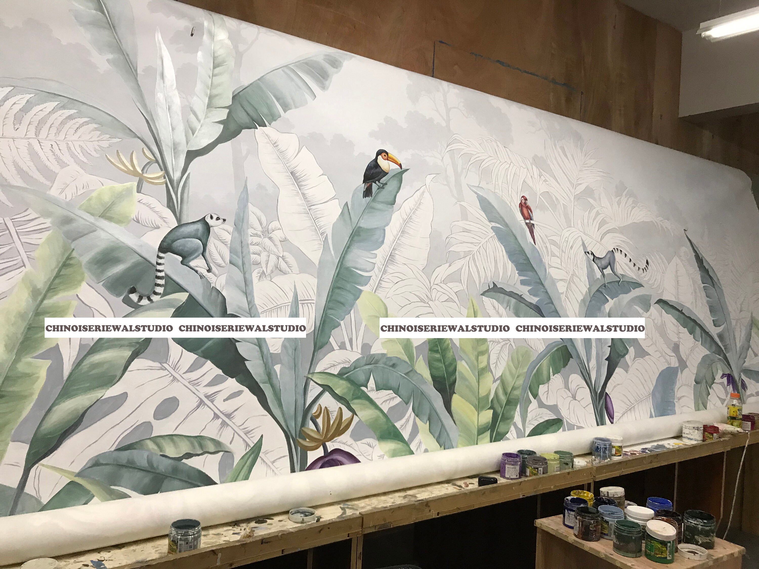 Landscape Wallpaper Panoramic Murals Handpainted Wallpaper on Scenic ...