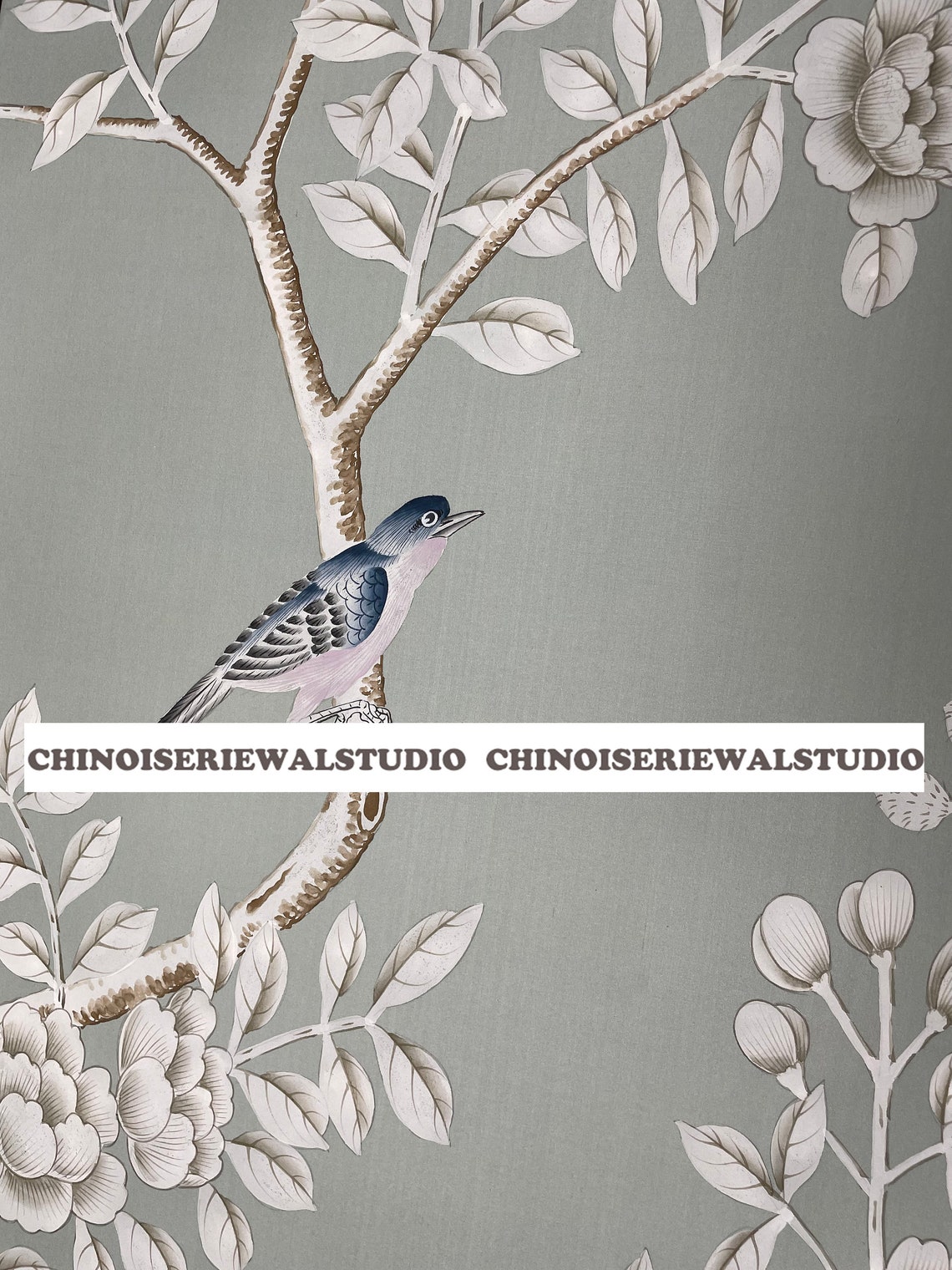 Chinoiserie Wallpapers Chinoiserie Panels Hand Painted Artworks on Blue ...