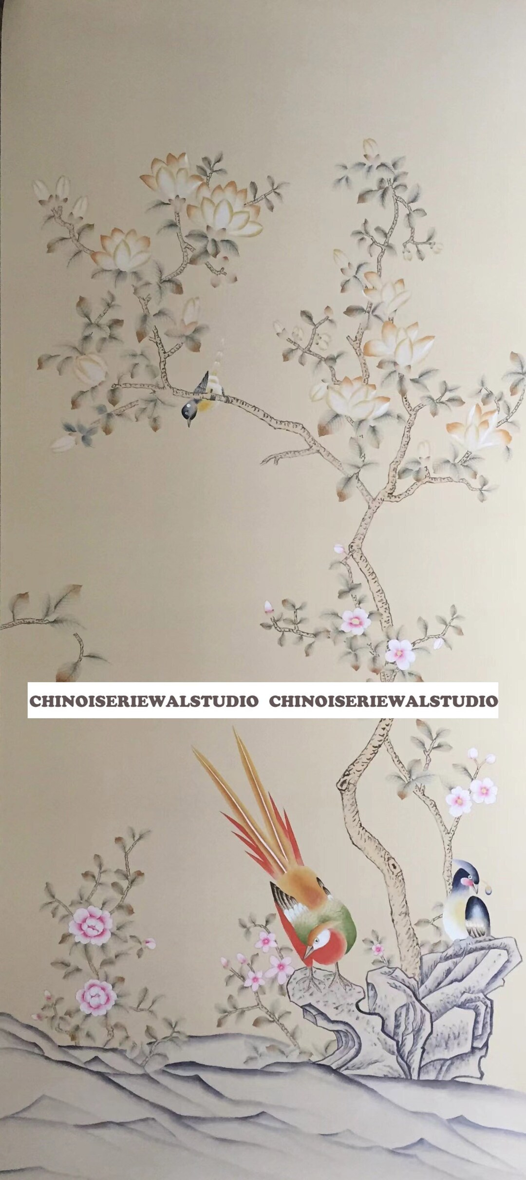 Japanese Garden Hand Painted Wallpapers on Silk - Etsy