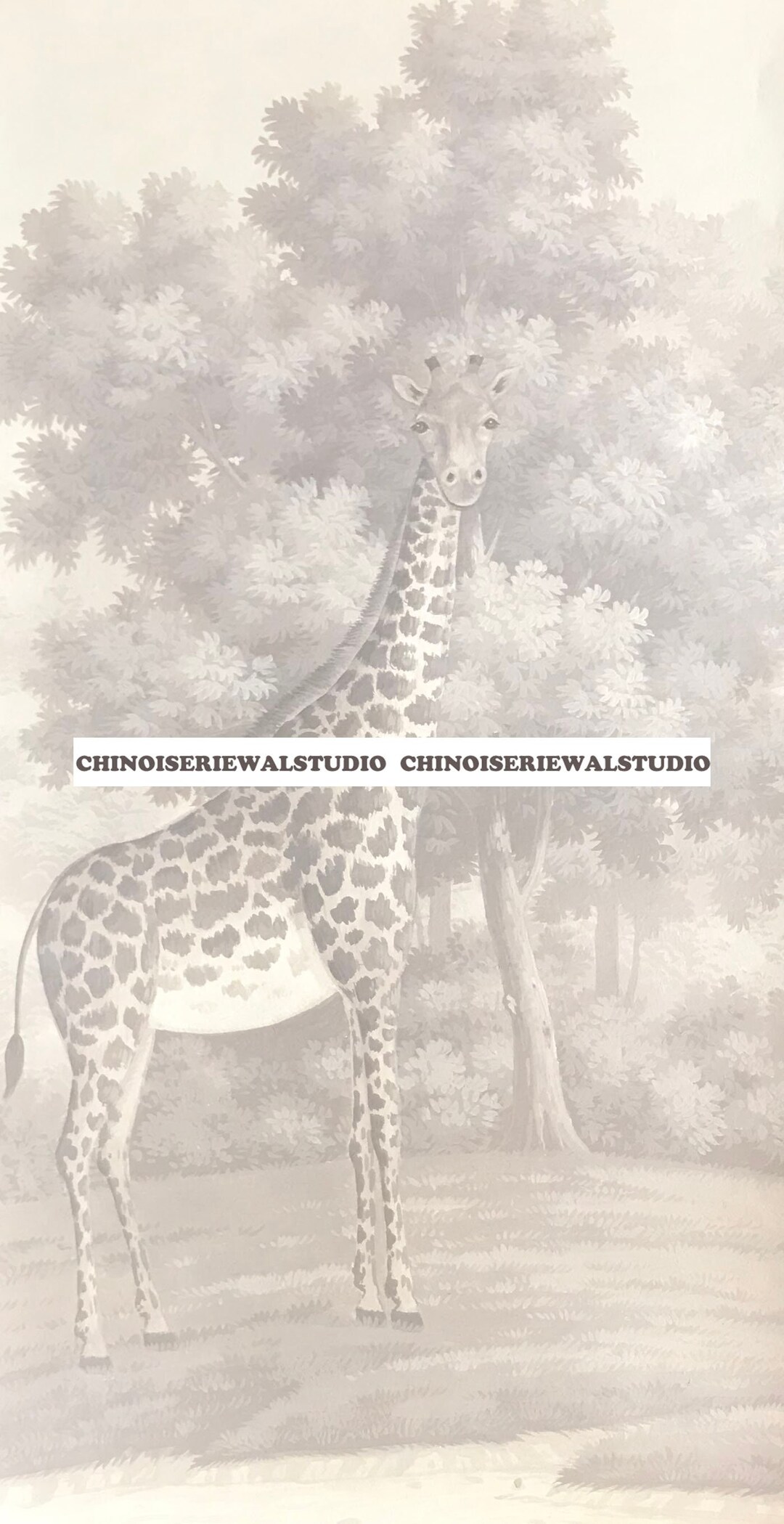 Sample for Giraffe Panoramic Mural Hand Painted Panoramic Wallpaper on ...