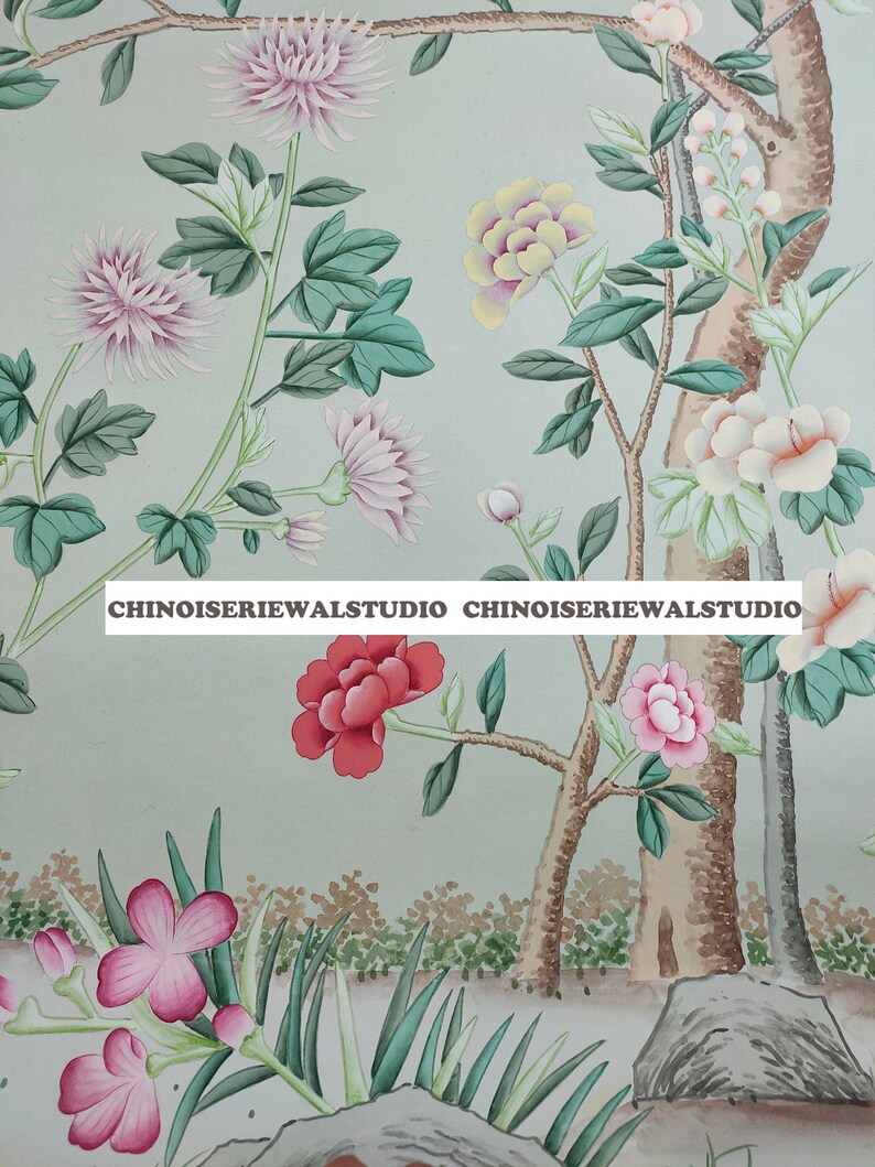 Chinoiserie Wallpapers Chinoiserie Panels Hand Painted Artworks on Blue ...