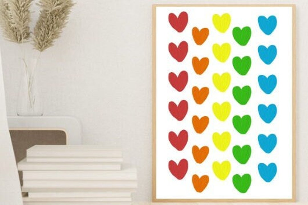 Pride Hearts Print, LGBTQ Print, Pride Poster, Pride Heart Poster ...