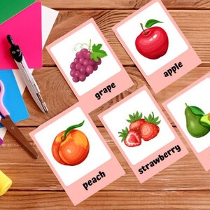 Fruit Flashcards, Learning and Development Cards, Toddler Teaching ...