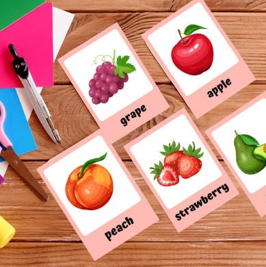 Fruit Flashcards, Learning and Development Cards, Toddler Teaching ...