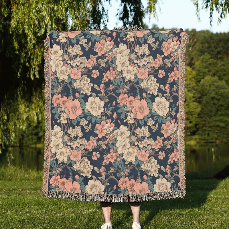 Blue Pattern Throw Blanket - Etsy