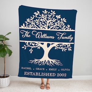 Personalized Family Tree Throw | Custom Monogram Blanket for ...