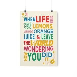 Life Hands You Lemons Vertical Poster: Colorful Motivational - Etsy