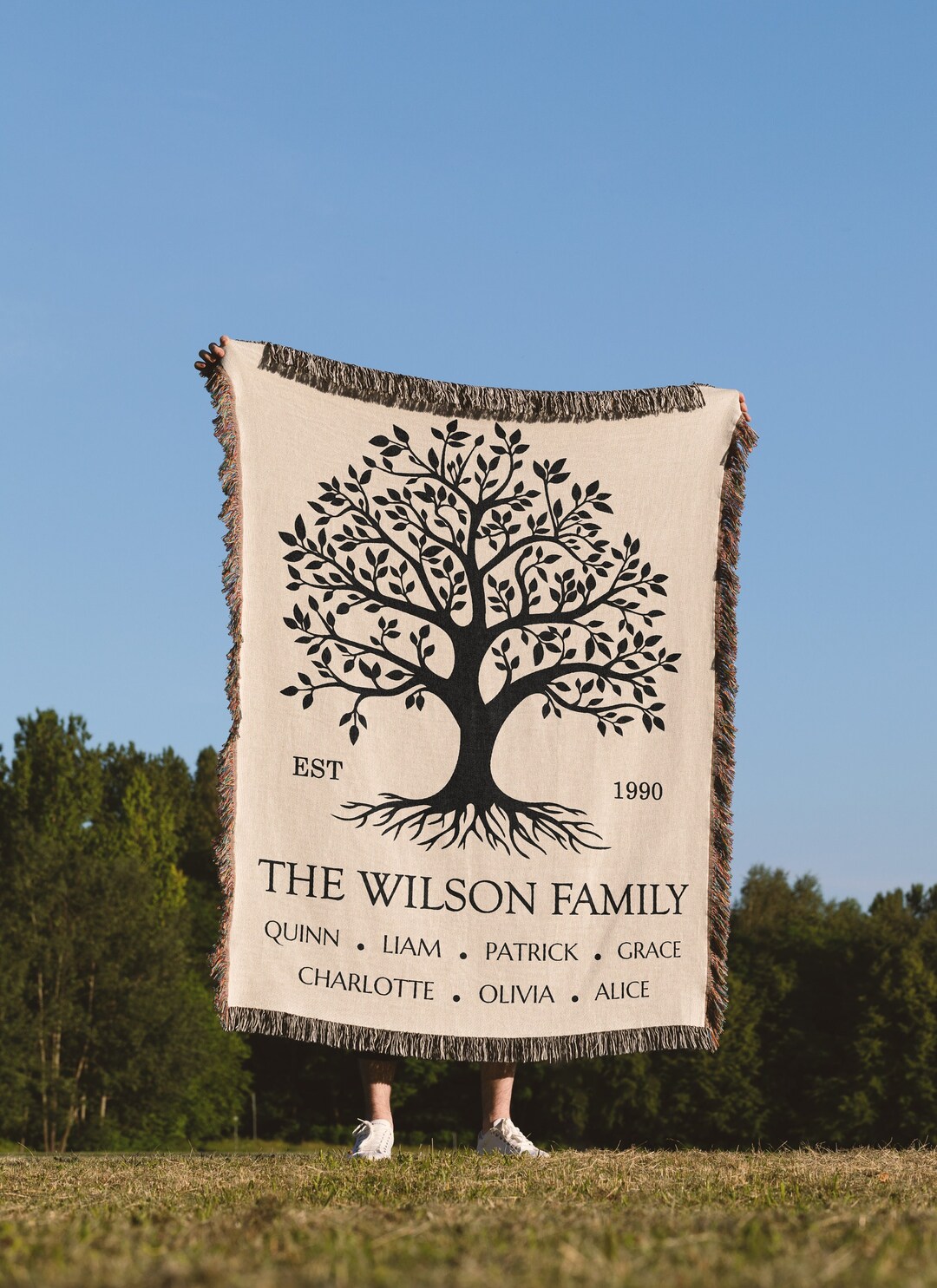 Custom Family Tree Throw, Family Name Blanket for Unique Housewarming ...