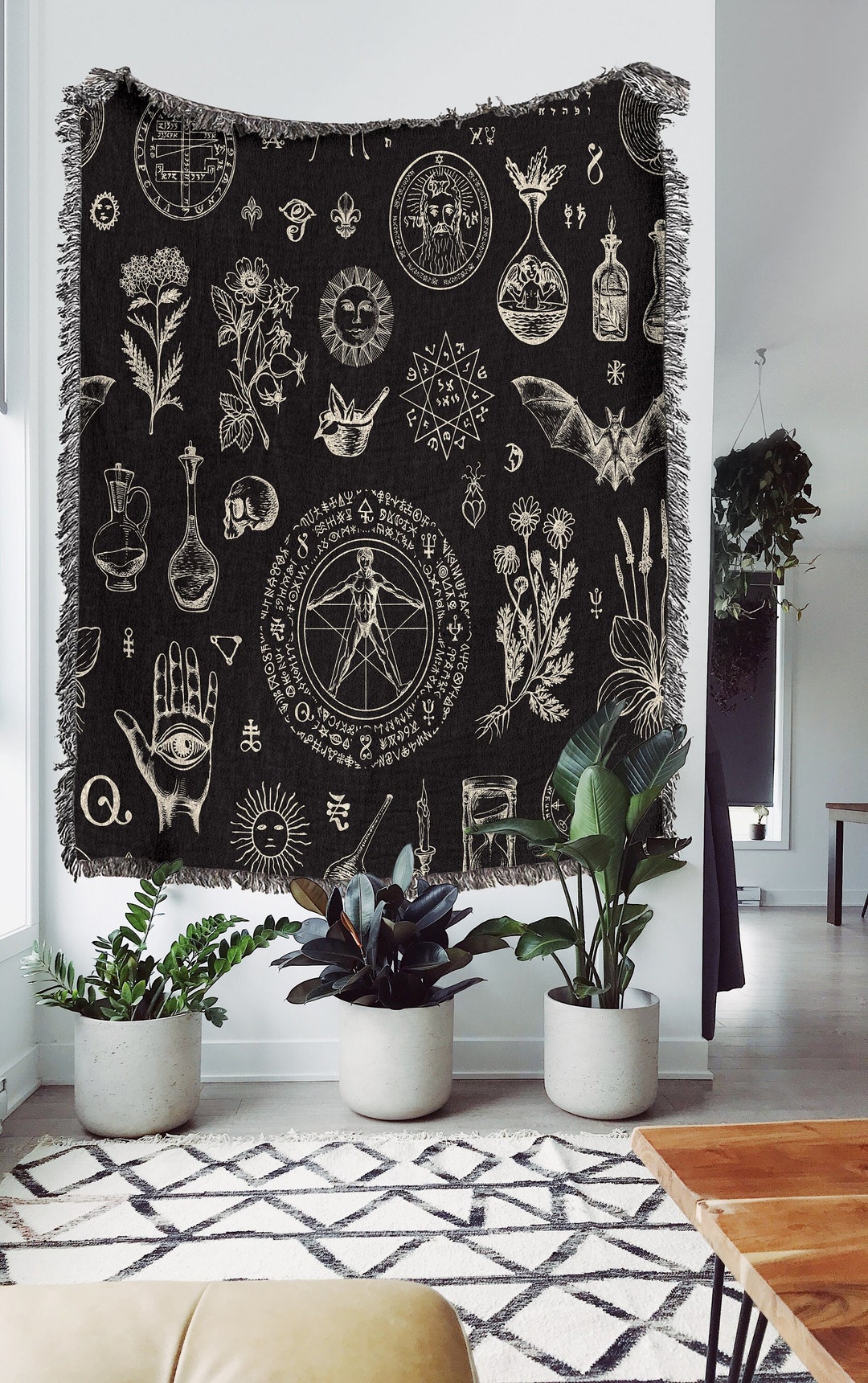 Healing Alchemy Woven Throw Blanket: Woven Tapestry and Cotton ...