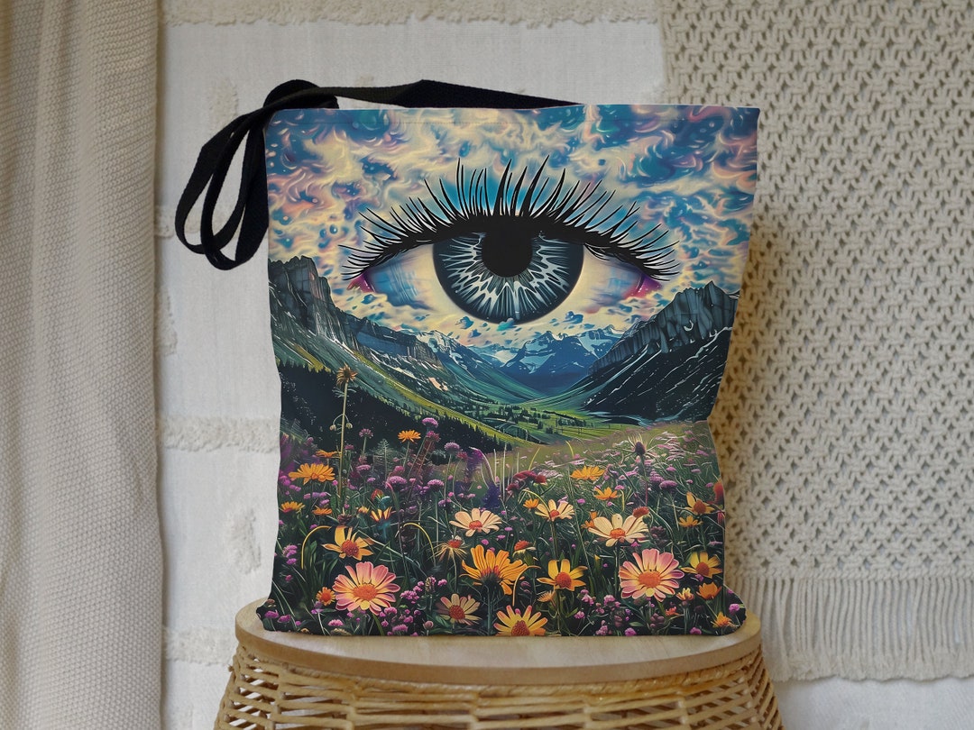 Eye in the Sky Tote Bag: Trippy Floral Nature Scene - Etsy
