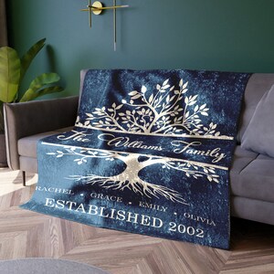 Personalized Family Tree Throw | Custom Monogram Blanket for ...