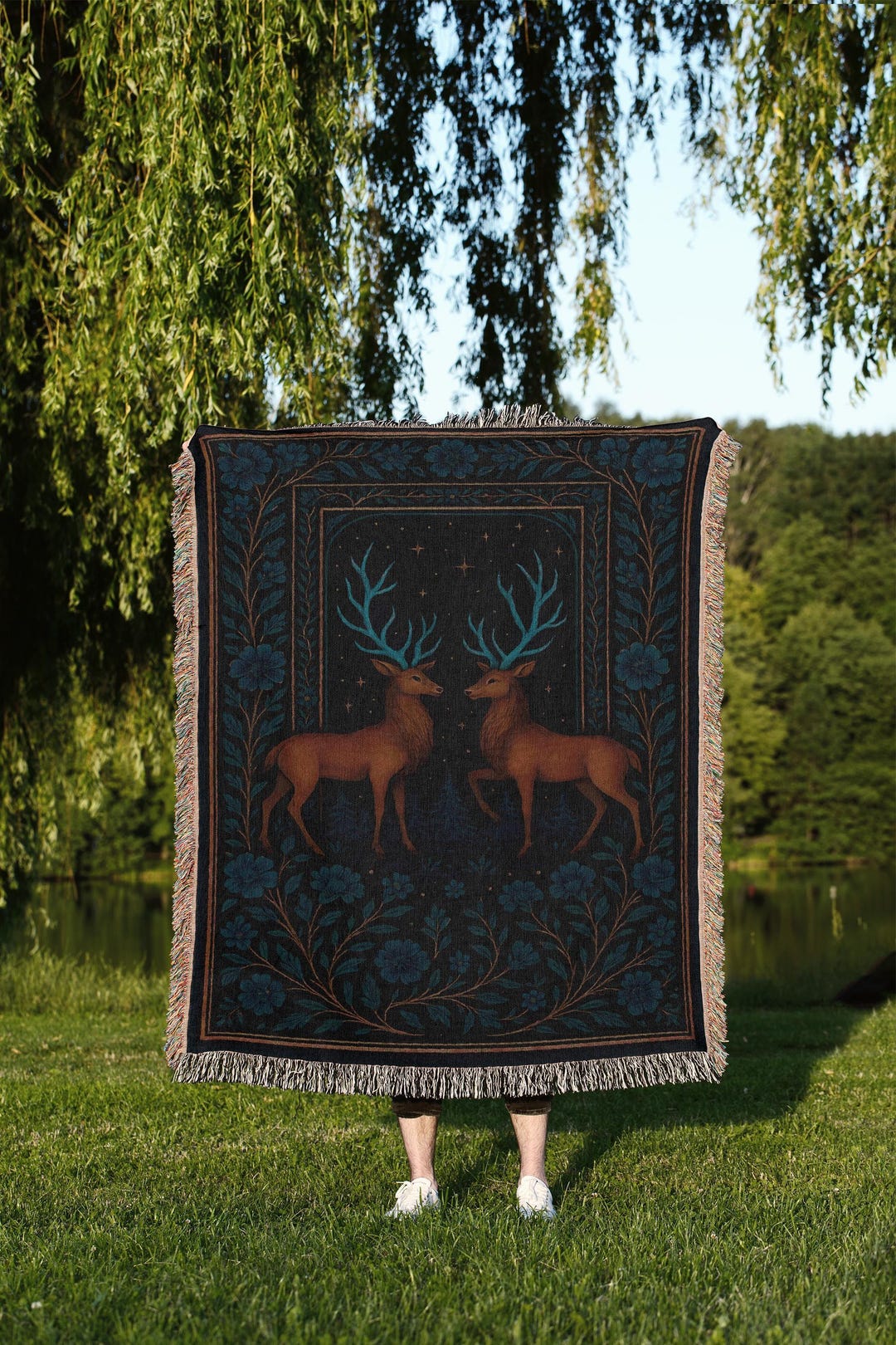 Stag Tapestry Blanket: Mystical Deer, Forestcore Gothic Decor - Etsy