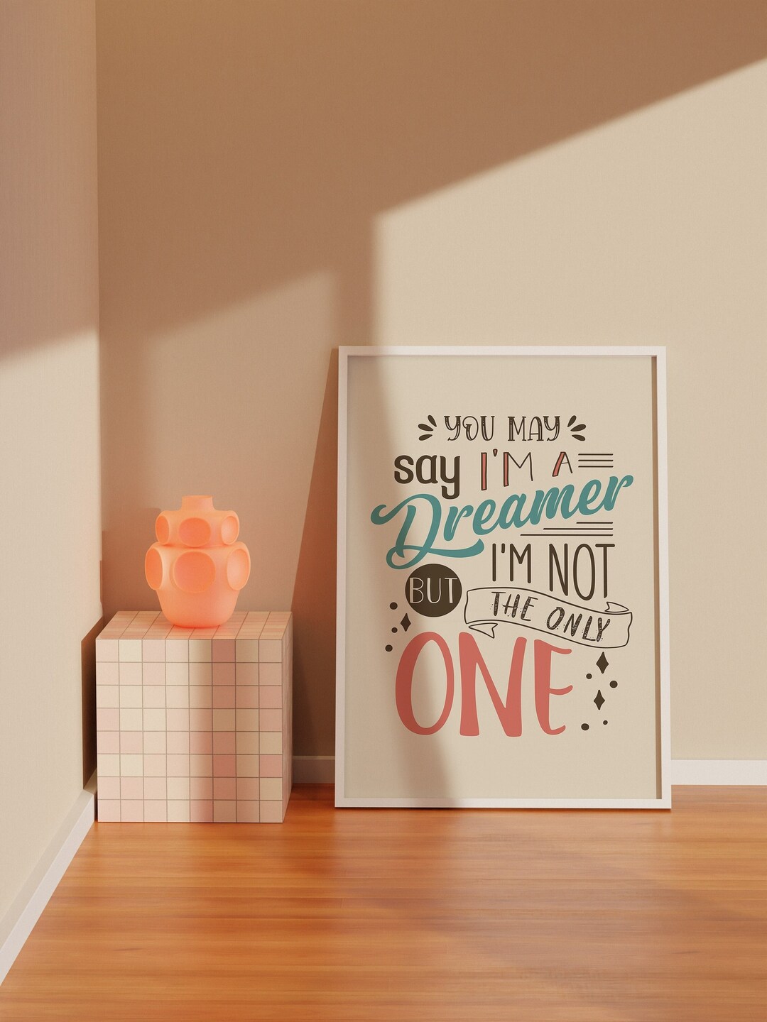 Imagine Lyrics Poster: Motivational Lyrics Print and 70s Retro Beatles ...