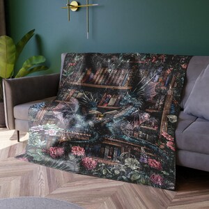 Dragons Reading Book Throw Blanket | Cute Fairytale Animals in Vintage ...