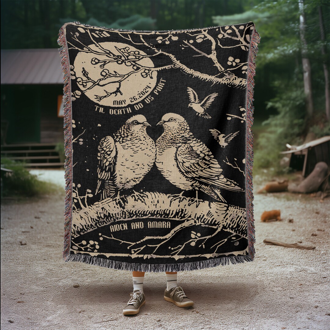 Personalized Dove Couple Blanket: Custom Anniversary Tapestry - Etsy
