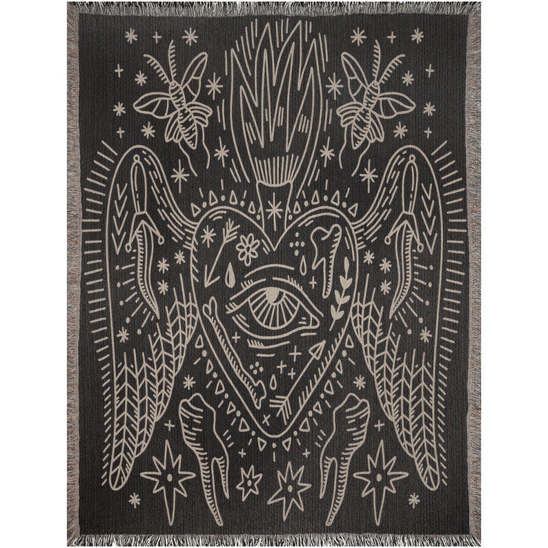 Sacred Heart Woven Throw Blanket: Medieval Occult Woven - Etsy