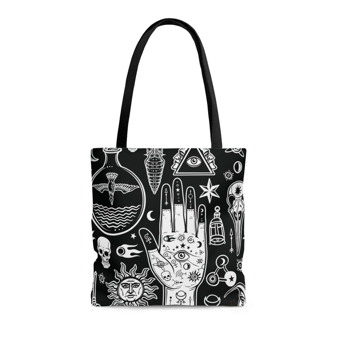 Witchy Alchemy Tote Bag: All Over Print Occult Shoulder Bag and ...