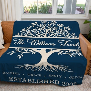 Personalized Family Tree Throw | Custom Monogram Blanket for ...