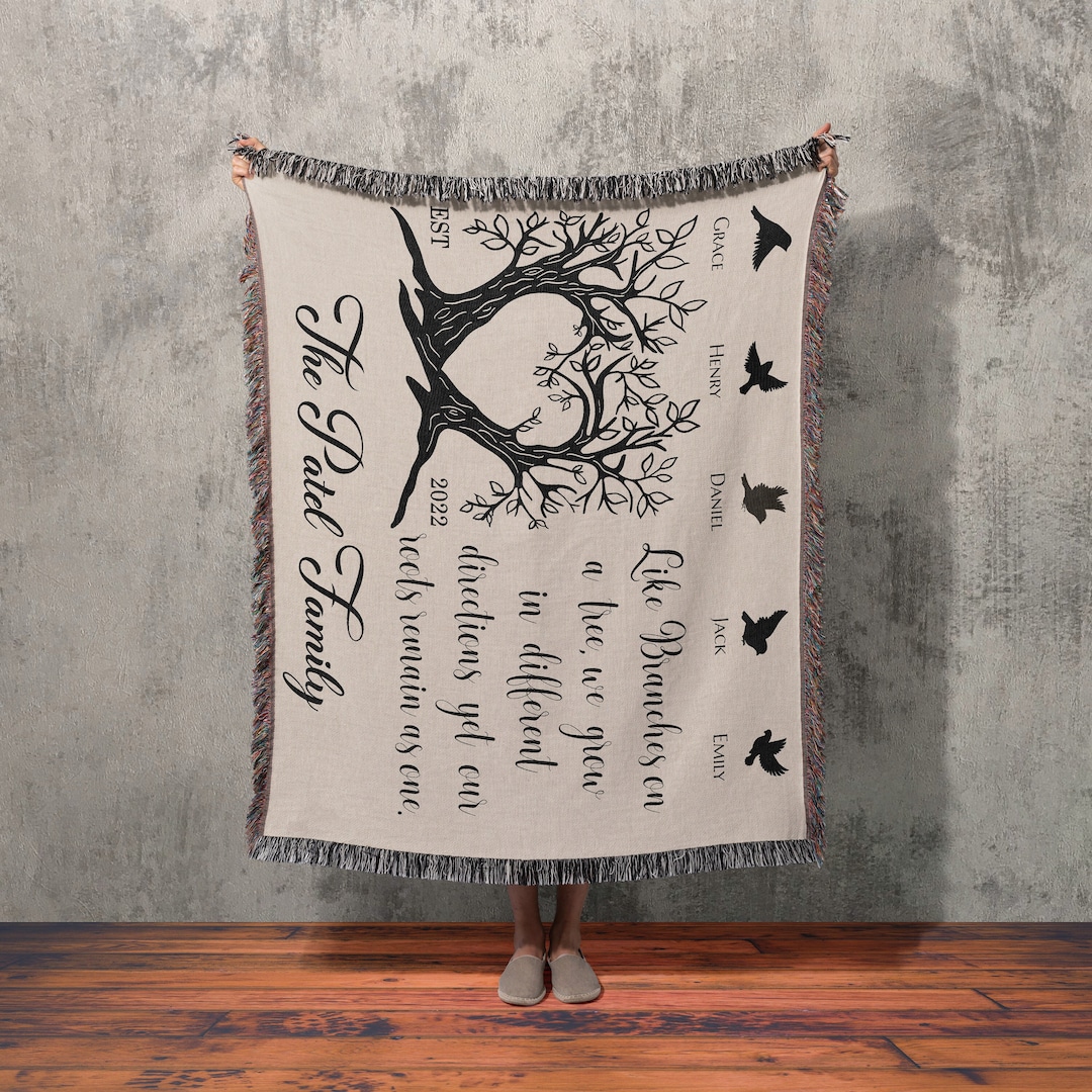 Custom Family Tree Throw, Family Name Blanket for Unique Housewarming ...