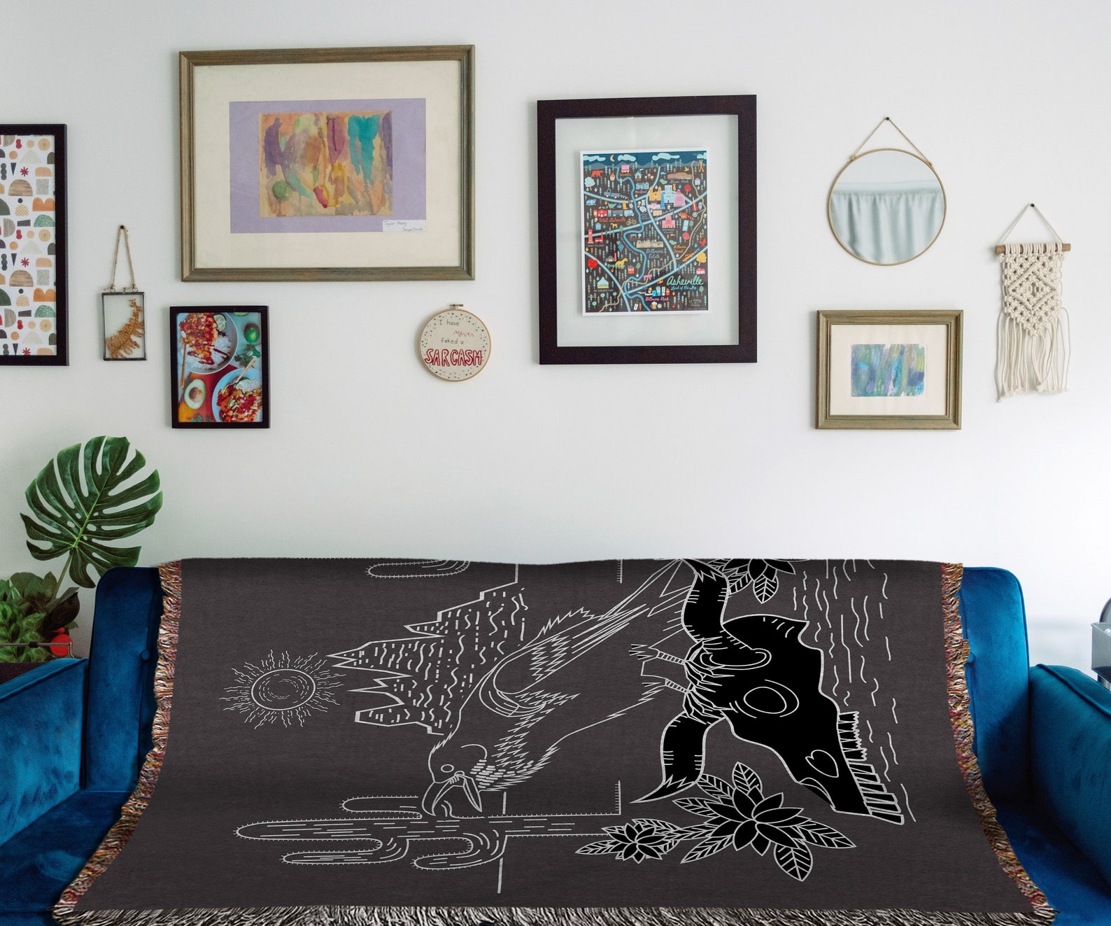 Gothic Crow Woven Throw Blanket: Gothic Tapestry Desert Crow - Etsy